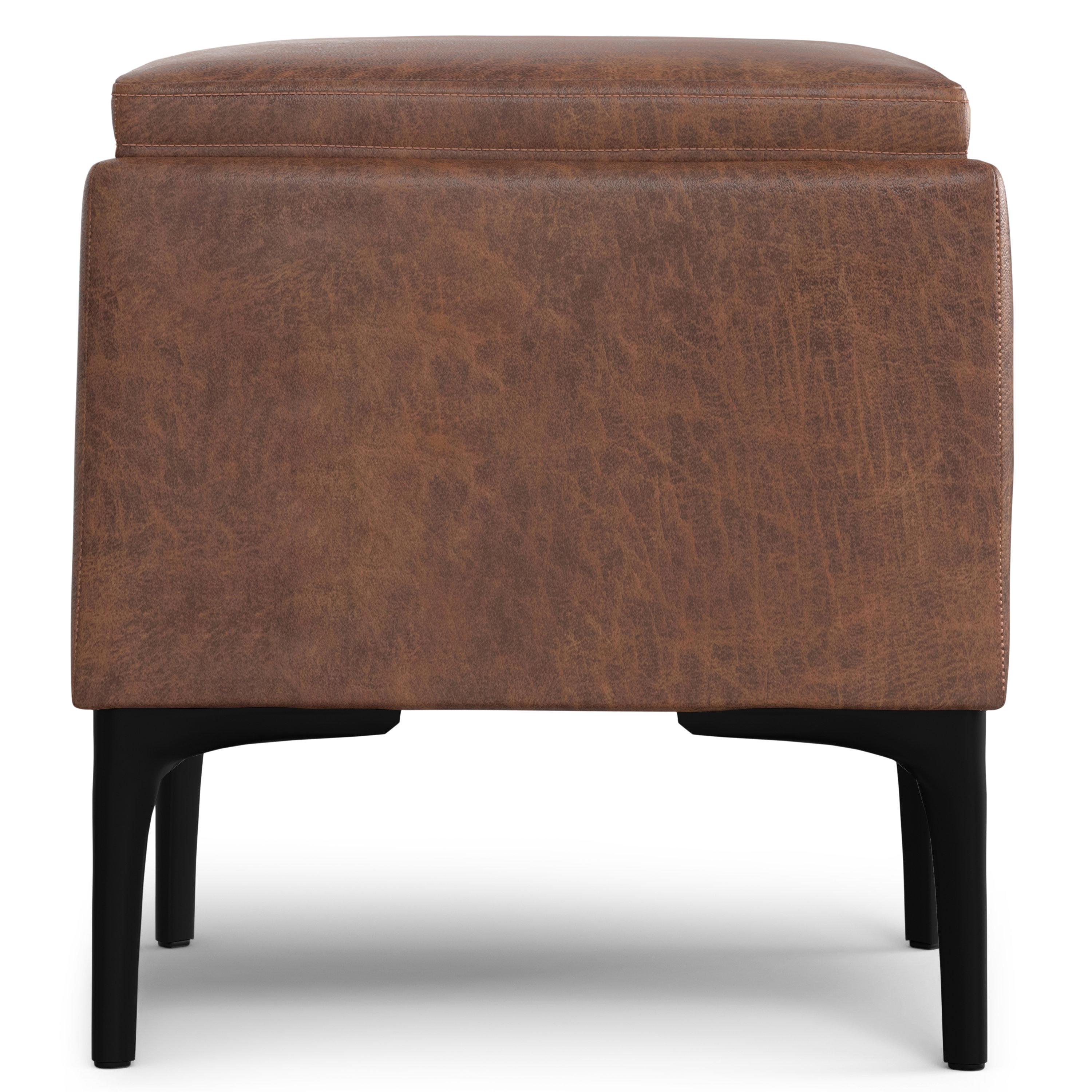 Simpli Home Natasha 18"W Upholstered Square Storage Ottoman with Tray Top and Metal Legs | Wayfair